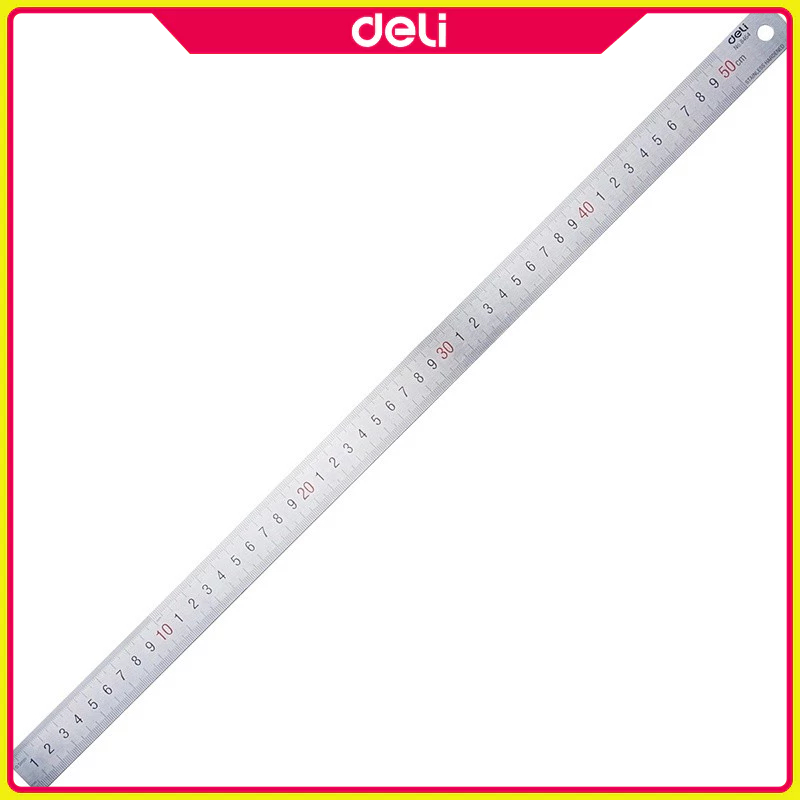 Deli 50cm Stainless Steel Ruler 8464 20 inch Straight Ruler Measuring ...