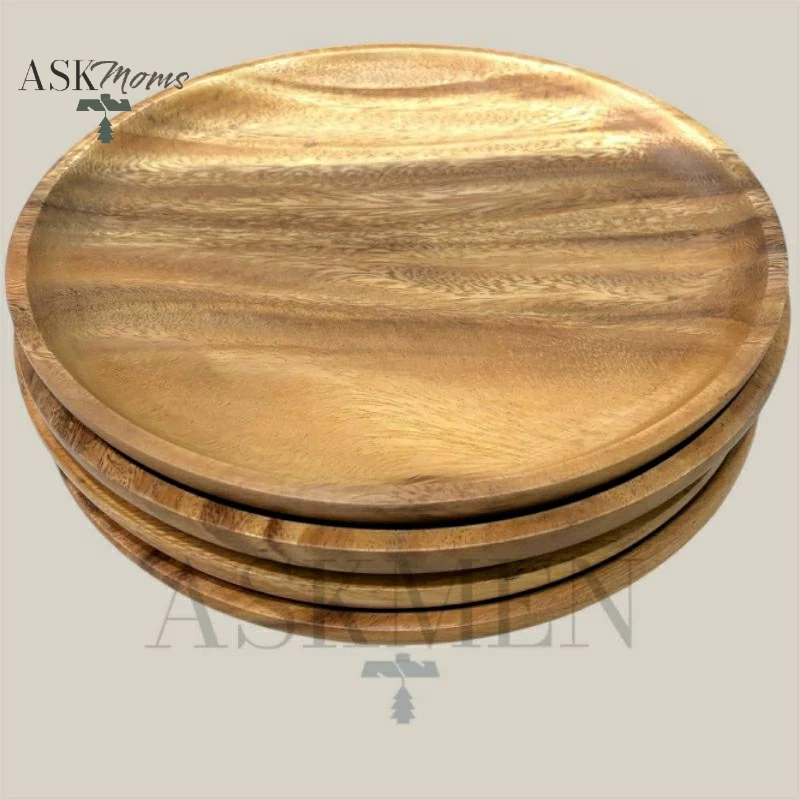 WOODEN PLATE (10 inches) ROUND| PREMIUM DINNER PLATE/ TRAY THICK ...