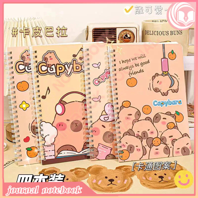 60 Sheets A5 Cartoon Coil Book Student Portable Simple Horizontal Line ...