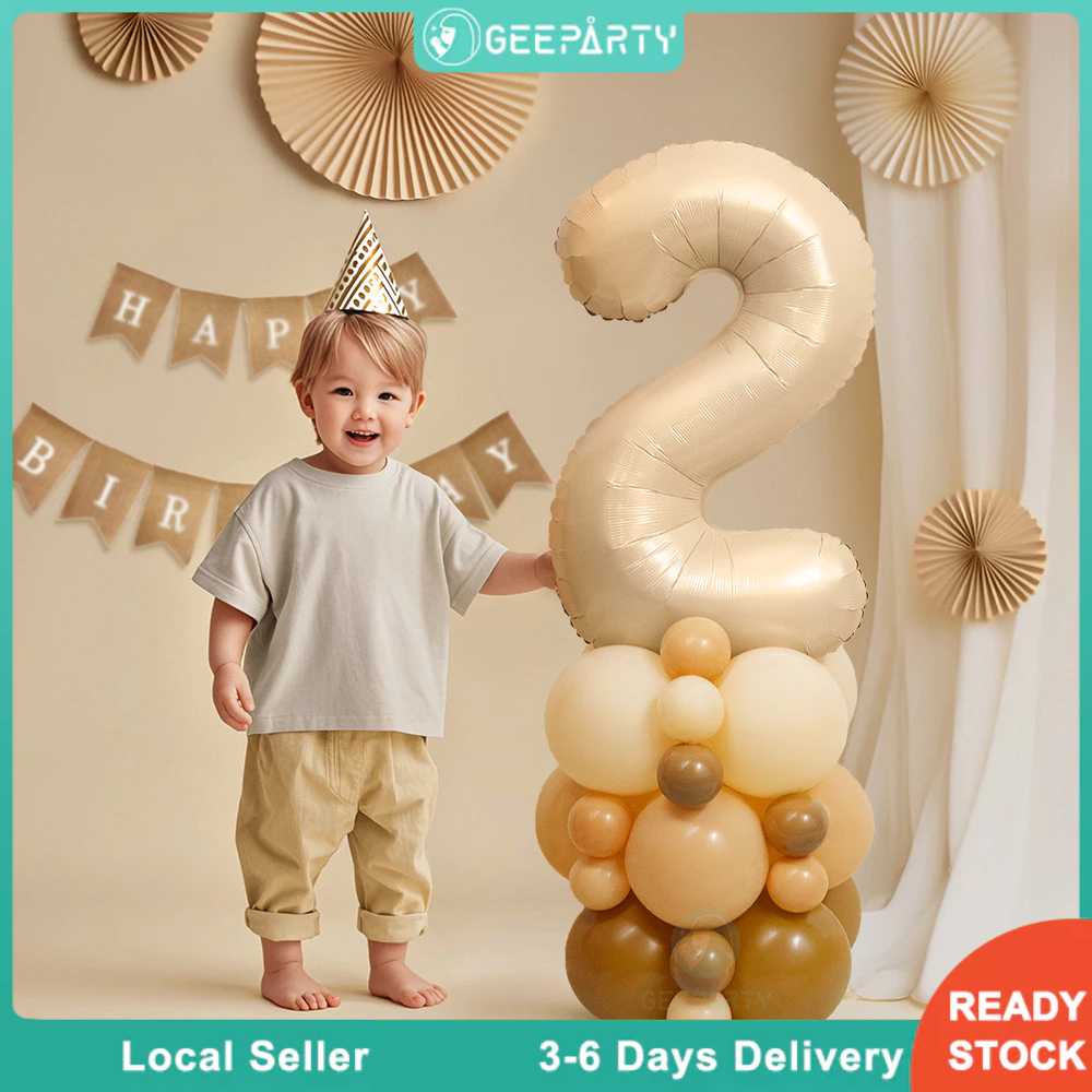 23pcs Caramel Retro Balloon Tower Number Balloon 32 Inch for Boho Theme ...