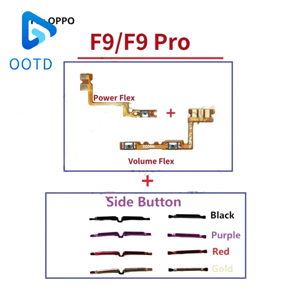 For OPPO F9 Pro Power on / off Switch Button Side Volume Up Down ...