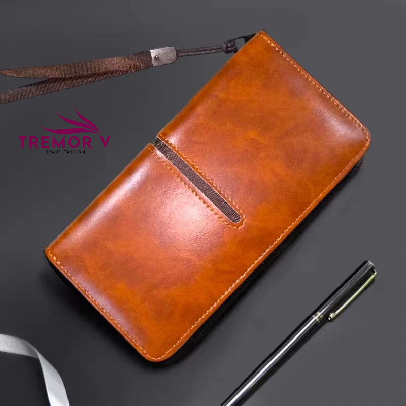 Men's Leather Long Wallet with High Capacity Card and Phone Holder ...
