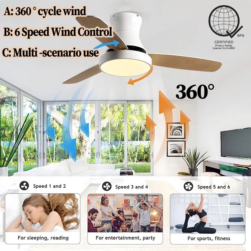 Nordic Ceiling Fan With Light Chandelier Remote Inverter Fan Lamp ...
