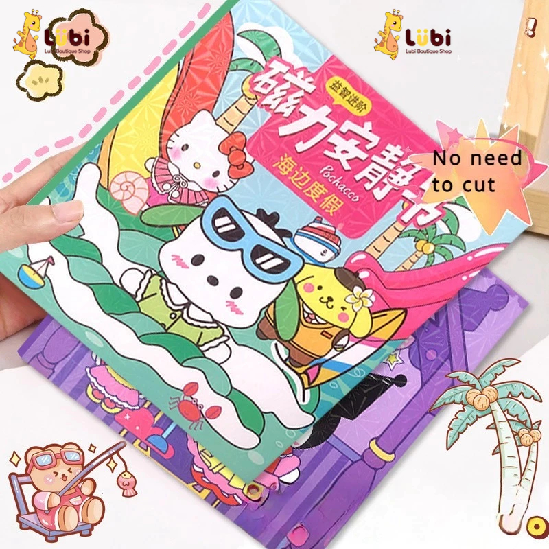 Cartoon Magnetic Toys Sanrio Quiet Book Doll House Book Set Kuromi ...
