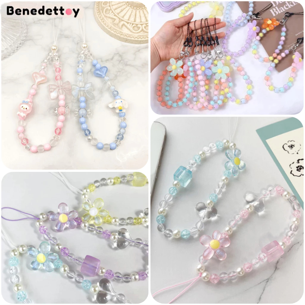 Phone Chain Strap Sransparent Colored Flower Phone Charm Candy Colored ...