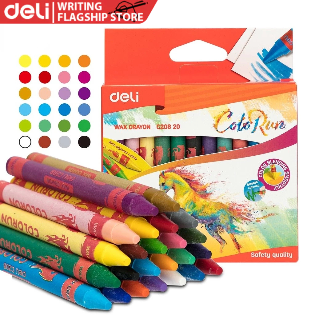 Deli Colored Crayons 12/24 Colors Crayon Set Painting Coloring Crayon ...