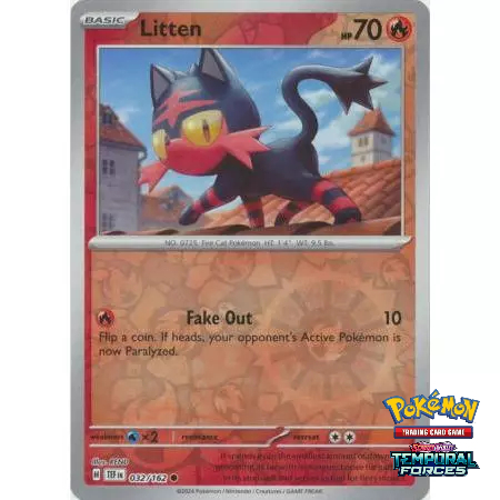 Pokemon Trading Card Game - Temporal Forces - Litten (Reverse Holo ...