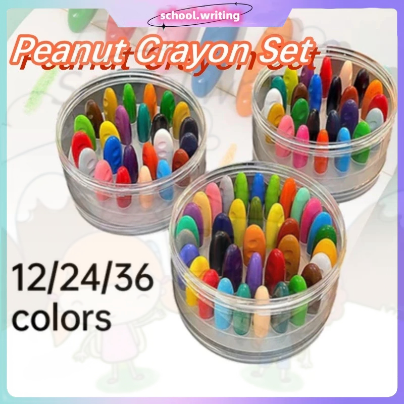 12 24 36 Colors Peanut Crayons Set Erasable Washable Crayons Peanut ...