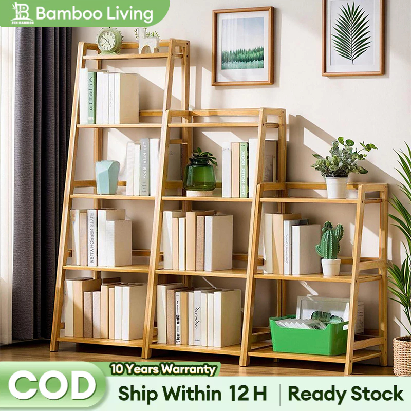 Bamboo trapezoidal shelf Shelves Bookshelves Floor Standing Household ...