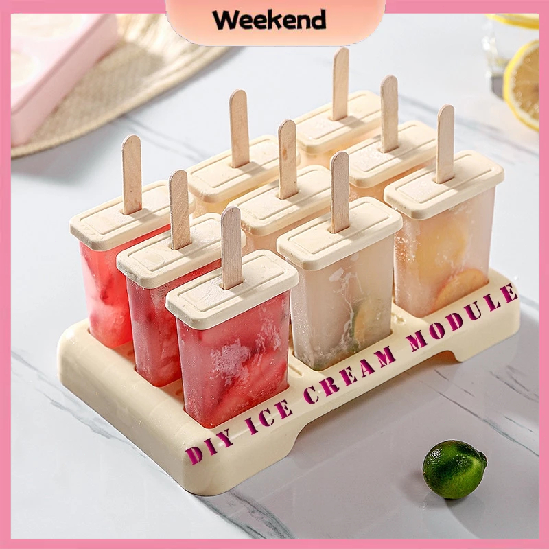 9 Cells Big Popsicle Mold Kit Reusable Ice Cream Makers for DIY Frozen ...