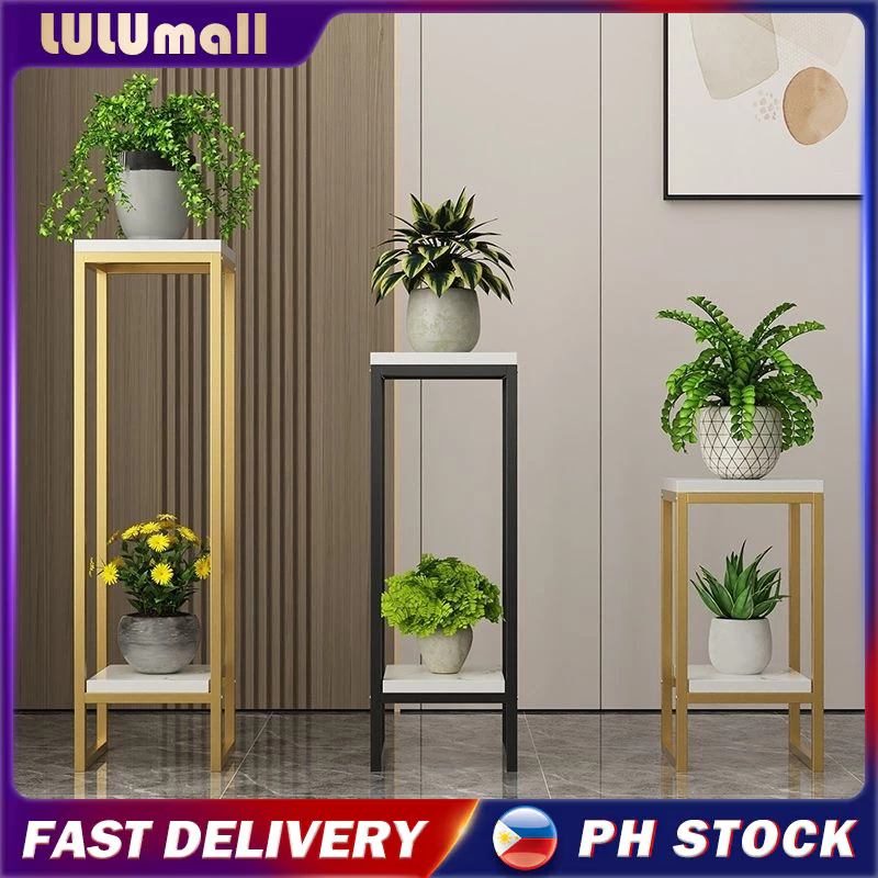 Flower shelf living room floor-to-ceiling wrought iron column plant ...