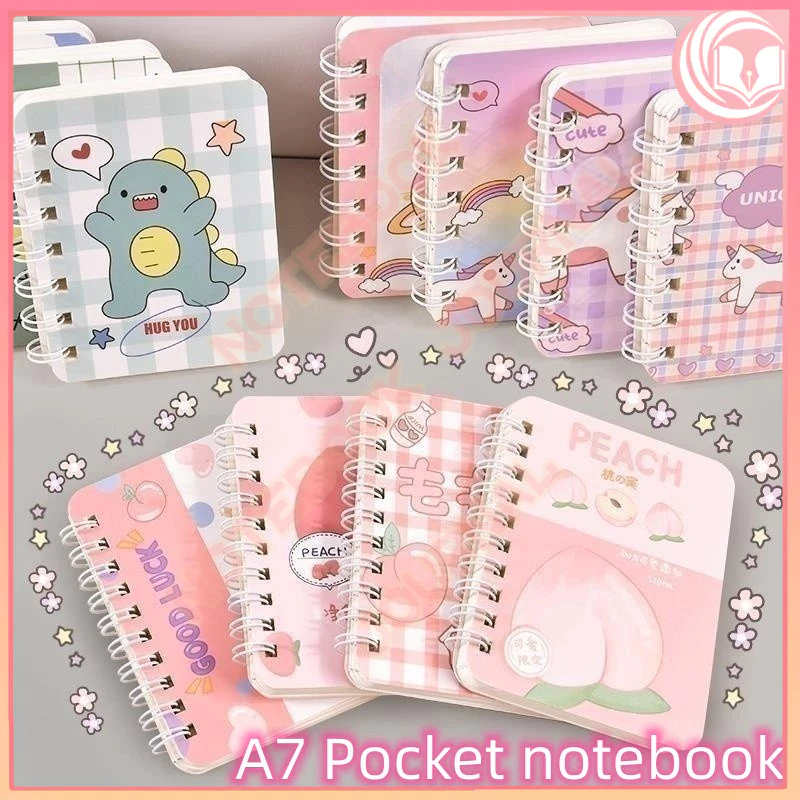 A7 Mini Cartoon Spring Notepad Coil Notebook 80Sheets Cartoon Diary ...