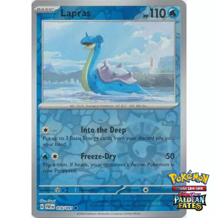 Pokemon Trading Card Game - Paldean Fates - Lapras (Reverse Holo) (016/ ...