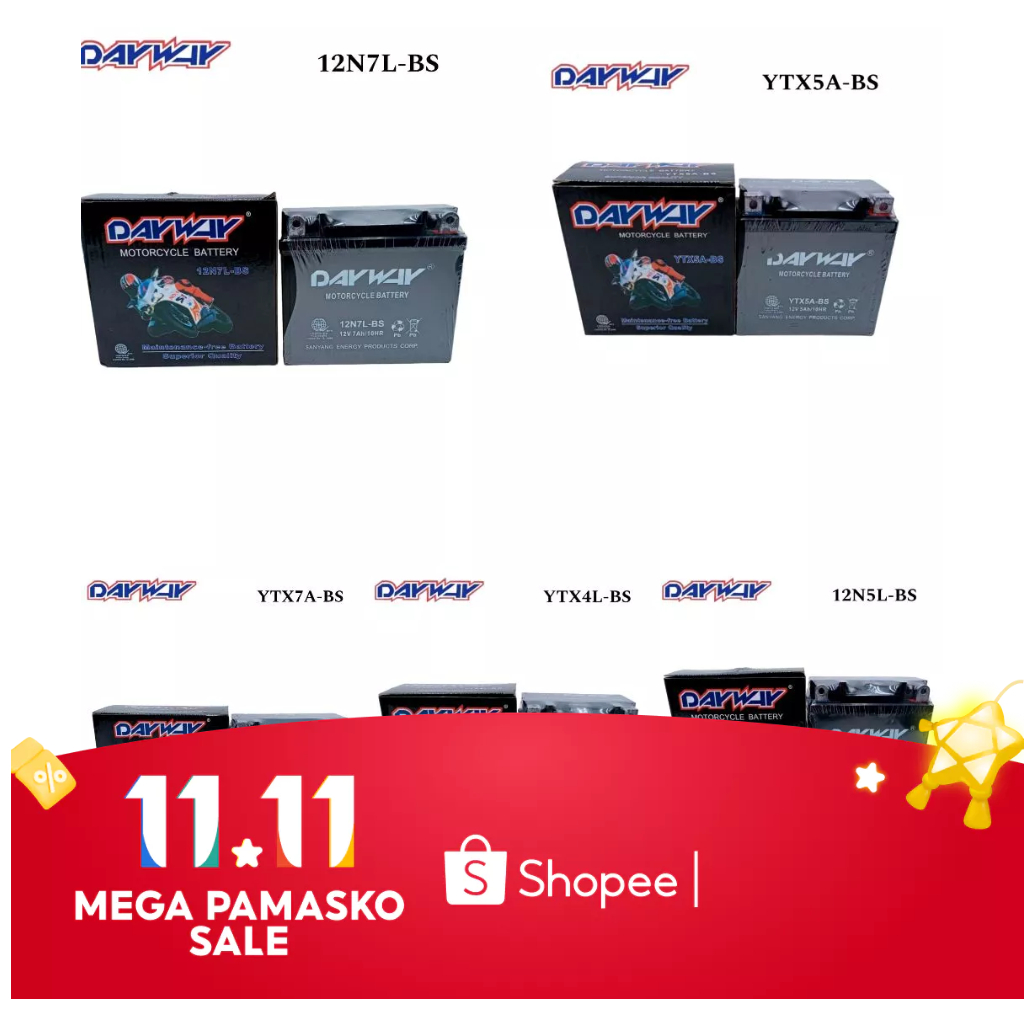 Motorcycle original DAYWAY battery 12V rechargeable 3L,4L,5L,5A,7A,7L ...