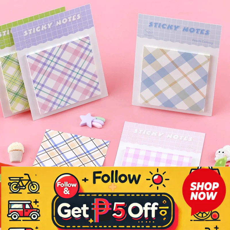 Checkered Post-it Notes Portable sticky notes Simple style plaid sticky ...