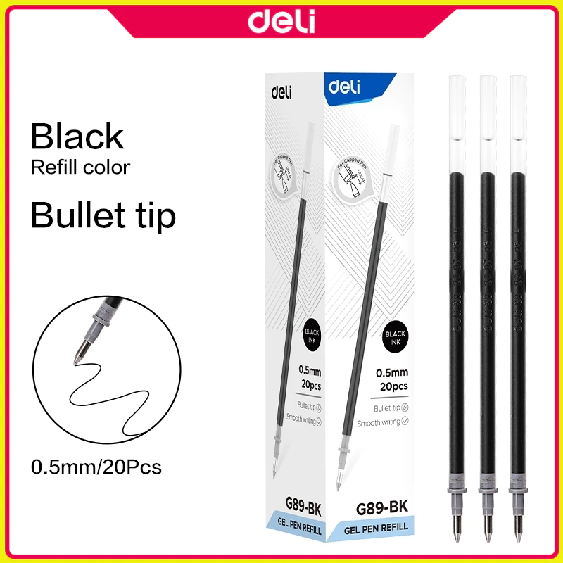 Deli 0.5mm Pen Refill Smooth Sliding Bullet Writing Gel Pens Inks ...