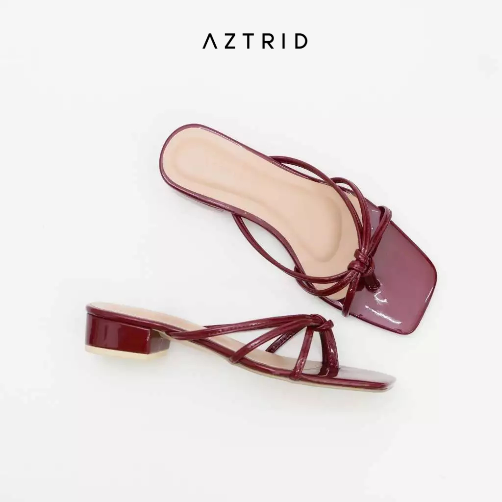 AZTRID Laurel Thong Sandals 1 Inch Block Heels for Women Comfy Slip On ...