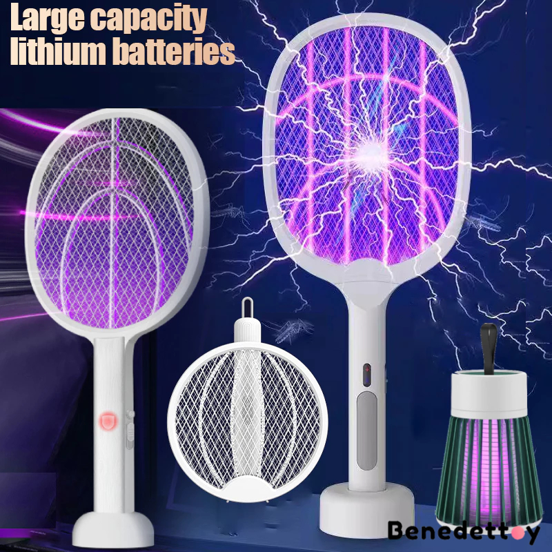 2in1 Rechargeable Mosquito Swatter Mosquito swatter Purple Light Killer ...