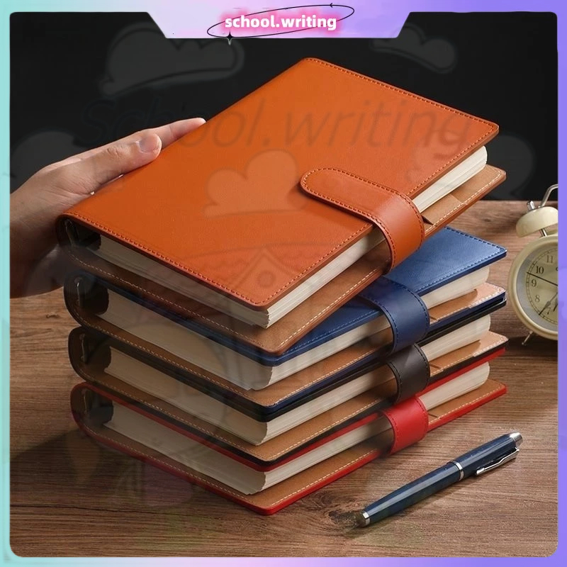 A5 Leather Magnetic Buckle College Journal Big Notebook Meeting ...