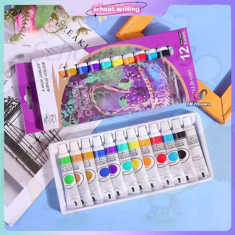 High quality 12-Color Acrylic Paint Set Non-Toxic Quick-Dry for Canvas ...