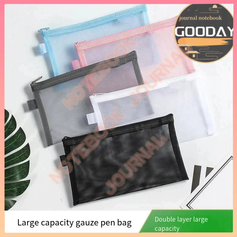 GOODAY Transparent Mesh Pencil Bag Double Single Layer Stationery Bag ...