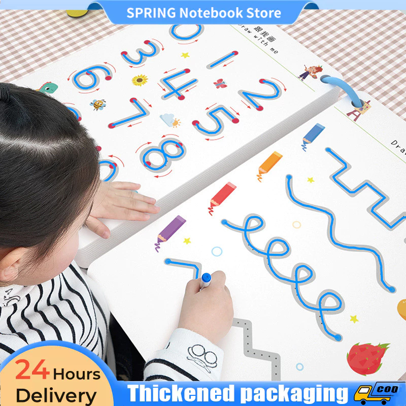 47 Page Tracing Book For Kids Training Coloring Book Erasable Writing ...