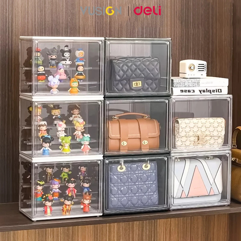 Deli Vusign 33cm Big Size PP Storage Boxes Magnetic Front Drop Shoe Box ...