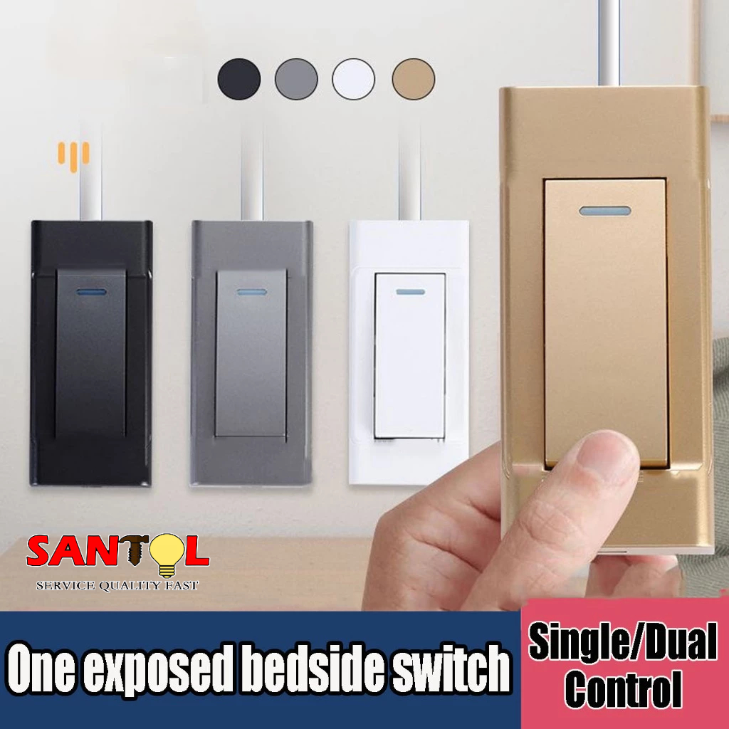 2 Way Surface Mount Wire Hanging Installation Bedside On/Off Control ...