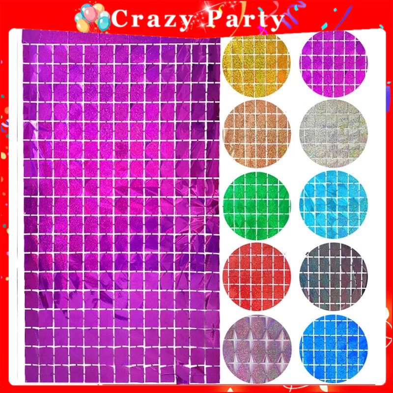 2meters Laser Foil Curtain Backdrops Birthday Party Decorations Sequin