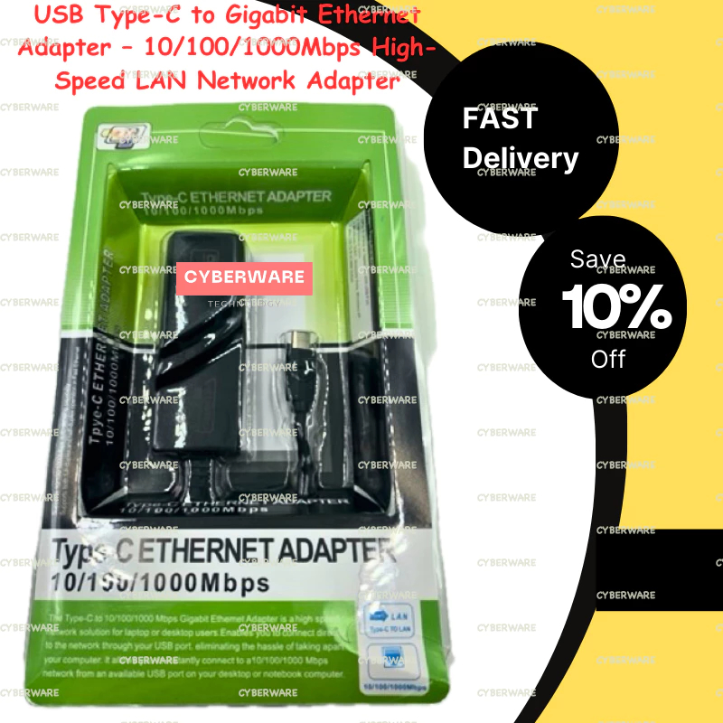 USB Type-C to Gigabit Ethernet Adapter – 10/100/1000Mbps High-Speed LAN ...