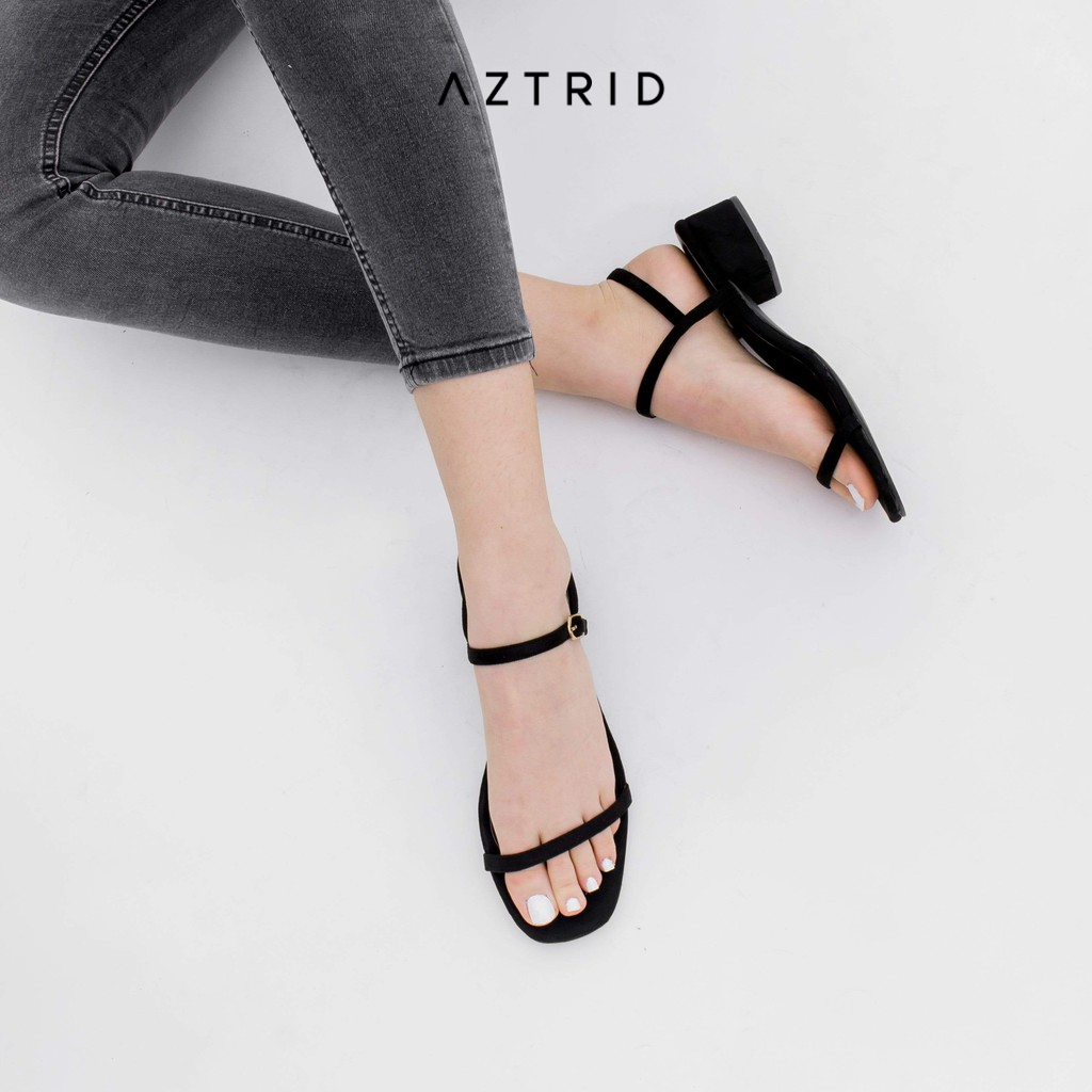 AZTRID Anna 1 Inch Strappy Heeled Sandals Women Block Heels Comfy Fit ...