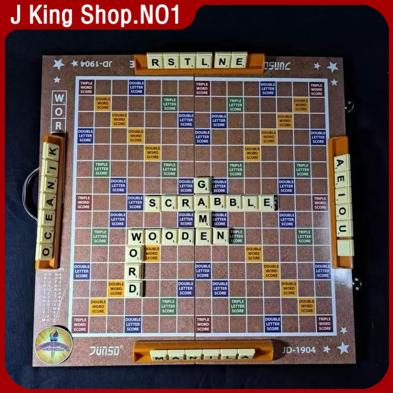 J King #39CM Wooden Word Game with Plastic Letter Tiles Educational ...