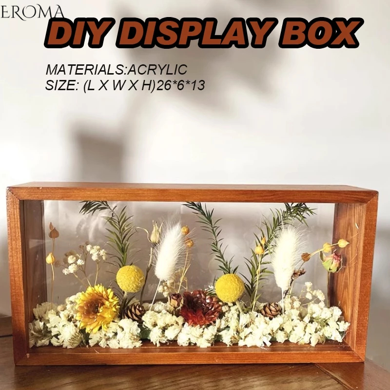 Wooden Double-Sided Acrylic Storage Box DIY Display Box Suitable for ...