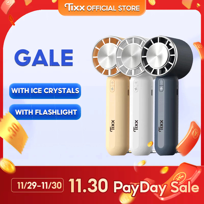Tixx Mini Fan Rechargeable Portable with Flashlight ice Crystal ...