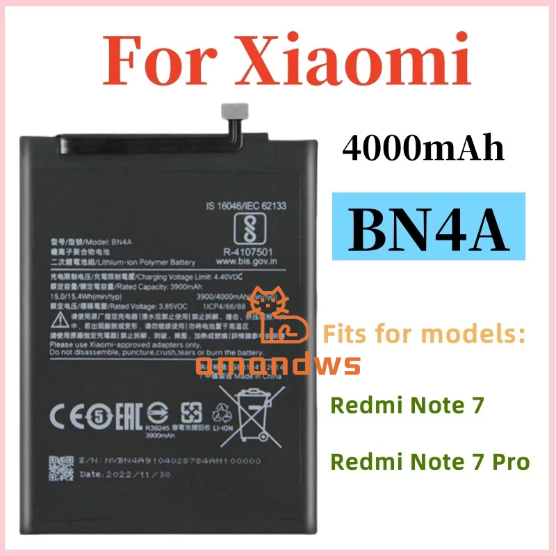 Replacement Battery BN4A for Xiaomi Redmi Note 7 7 Pro Battery Mobile ...