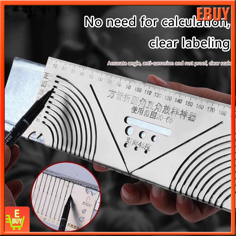 Stainless Steel 90° Angle Ruler with Arc Corners - Precision Layout ...
