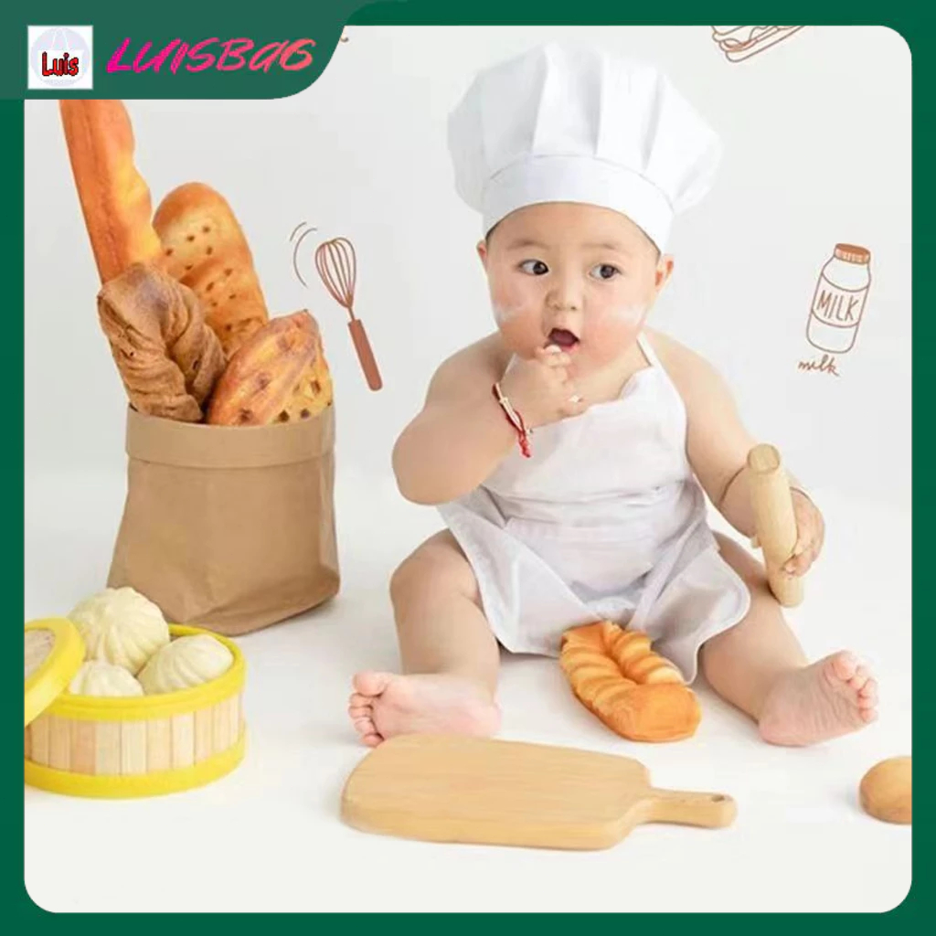 Baby Photography Costume Little Chef Hat and Apron Infant White Cook ...