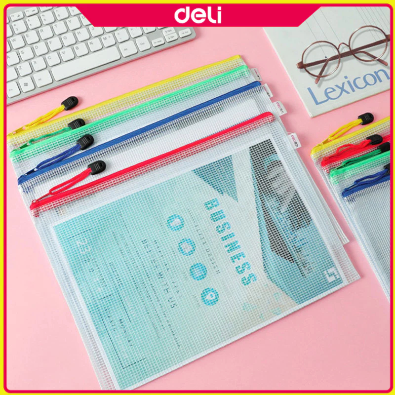 Deli A4 Zip Bag E5654 Transparent Document Folder Waterproof Information Folders | Shopee ...
