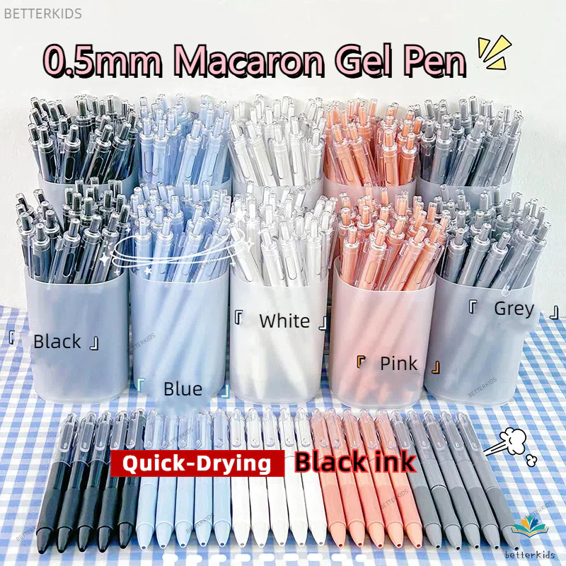 10PCS Press Gel Pen 0.5mm Black Ink Signature Pen Writing Ballpen Quick ...