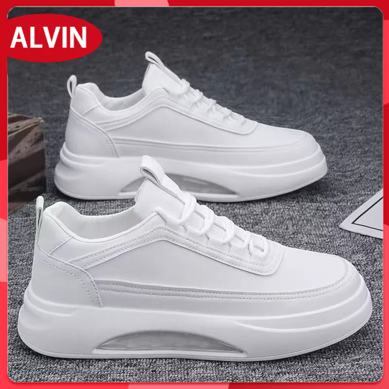 ALVIN Men's Sports Shoes Korean High-cut White Rubber Shoes for Men ...