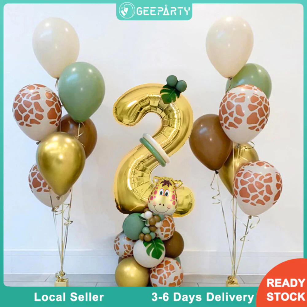 30pcs/set Number Balloons Set Girraffe Print for Kid Jungle Safari ...