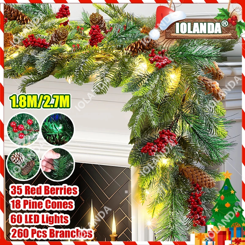 Just unpack and use Christmas Garland 2.7M PVCmaterial Christmas ...