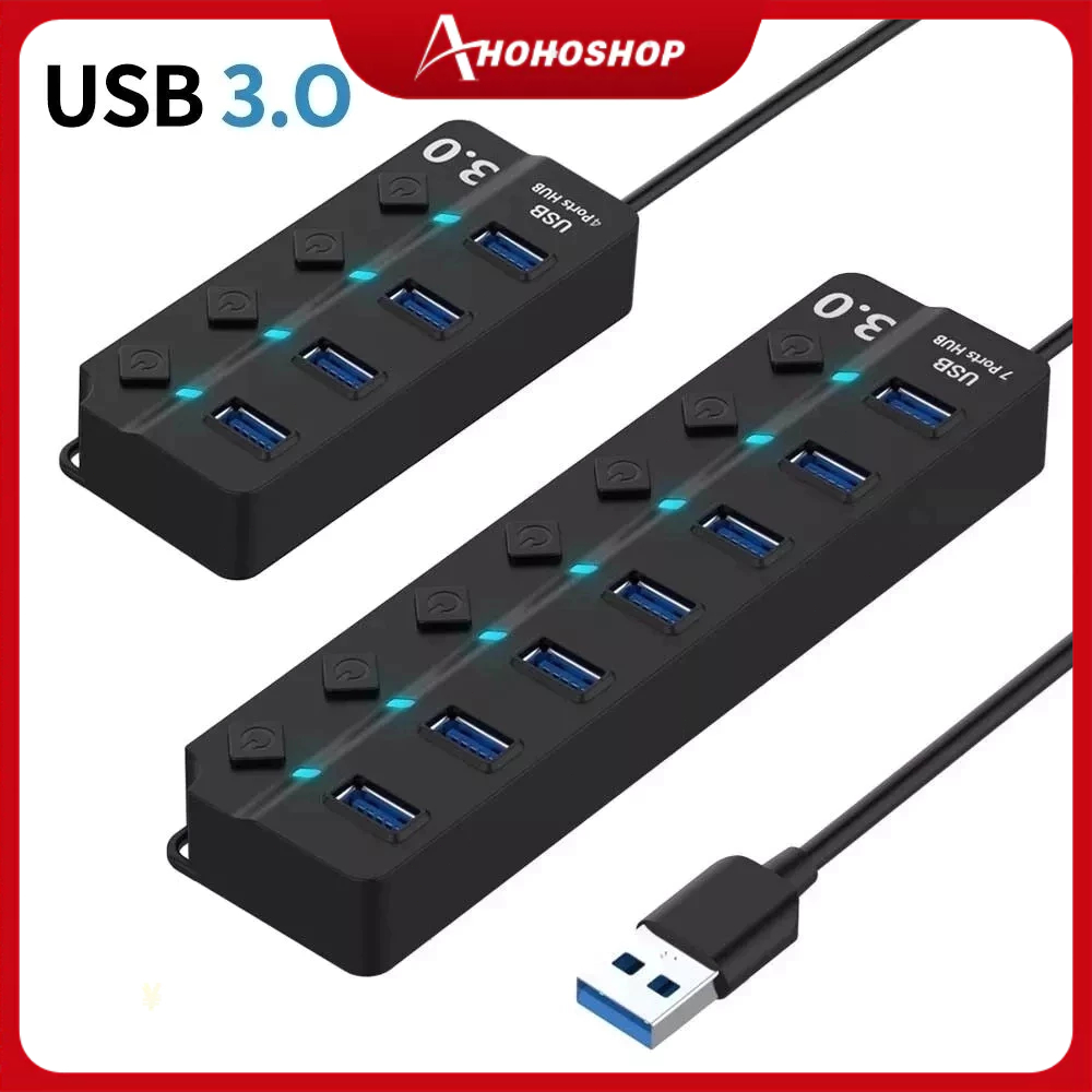 7 Ports USB Port Extension 3.0 High Speed USB Hub For Laptop Multiple ...