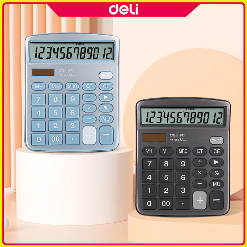 Deli Desktop Basic Calculator Big Electronic Scientific Simple Calculators 1653 | Shopee Philippines