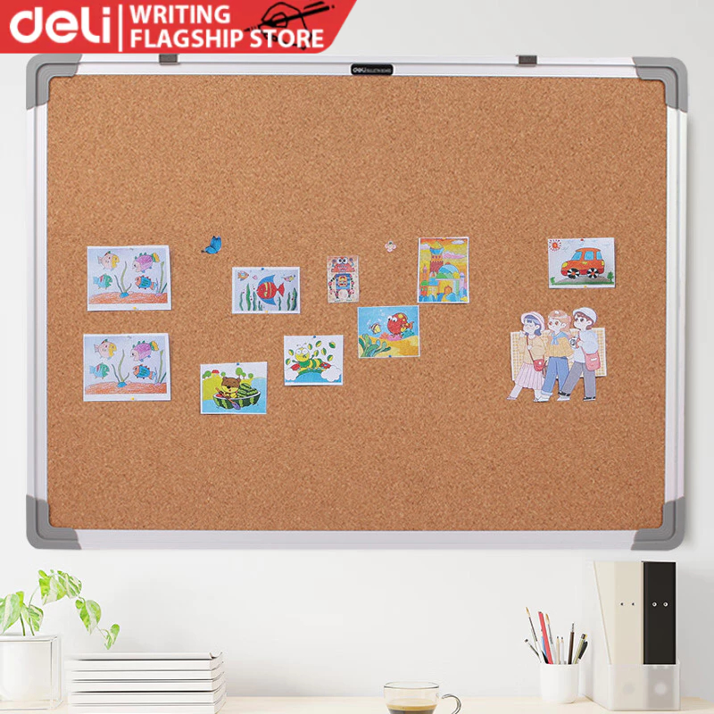 Deli E39052 Cork Board Wooden Frame 18IN×24IN Bulletin Board Wall Stationery Corkboard | Shopee ...