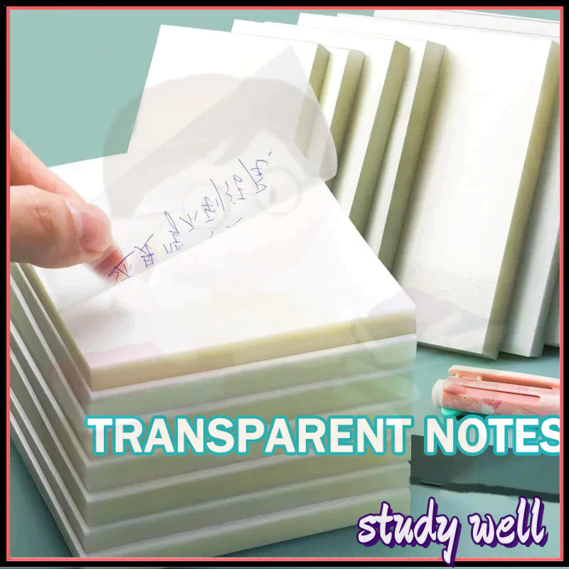 50 Sheets/Set Transparent Sticky Notes Waterproof Sticky Memo Clear ...