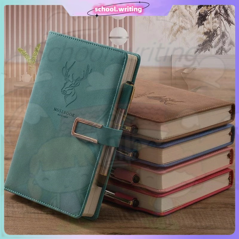 A5 Leather big notebook with pen 416 Pages paper notepad big Thick ...