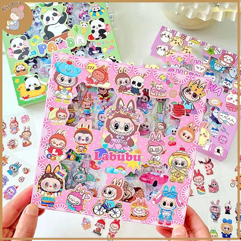 Kissdora Labubu Cute Stickers Cartoon Transparent Labubu Sticker Set ...