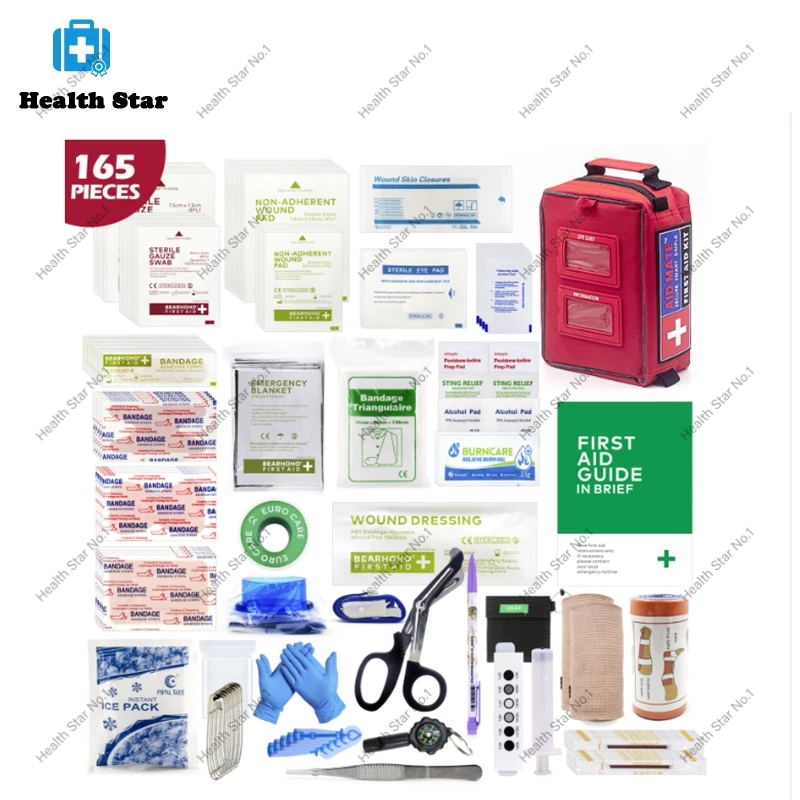 Pro First Aid Kit Outdoor Survival Emergency Kit Rescue Bag For Camping ...