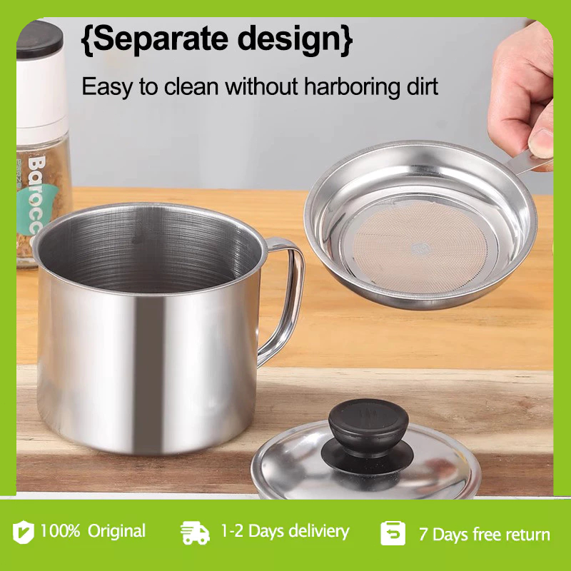 Household kitchen Oil Strainer Container with Strainer 304 Stainless ...